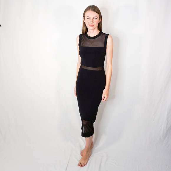 Alice + Olivia | Dresses | Alice Olivia Air Fitted Sheer Inset Midi ...